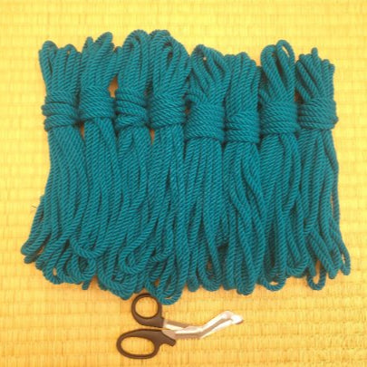 Skin Safe Cyan Bamboo Cotton Shibari Rope - Ready to Use – RebornRopes